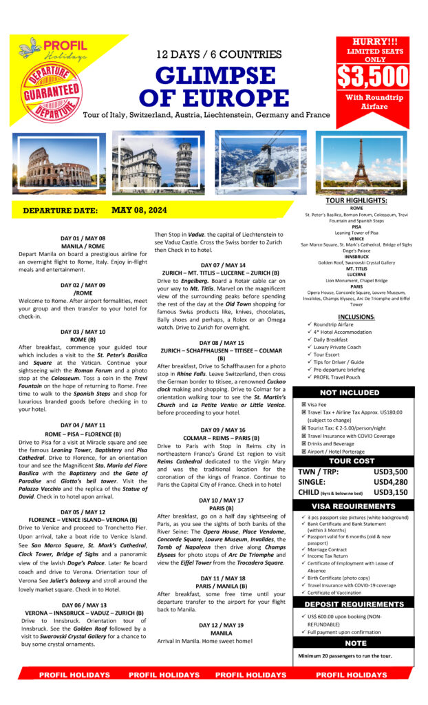Glimpse of Europe NEW - Profil Holidays